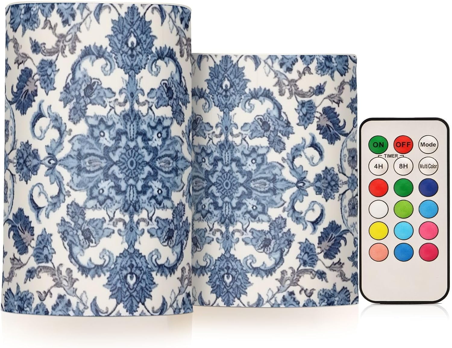 Blue Floral Vintage Flameless Candles Flickering Flameless Candle ...