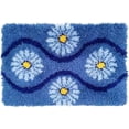 Blue Floral Wave Latch Hook Kit, DIY Handmade Flower Rug Craft Set for ...