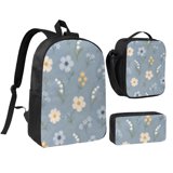 Blue Floral Wildflower Backpack Set 3pc Including Backpack, Lunch Bag ...