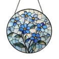 Blue Floral Window Hanging Suncatcher, Stained Glass Style Botanical ...