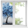 Blue Floral Window Privacy Film Classical Flower Botanical Abstract ...