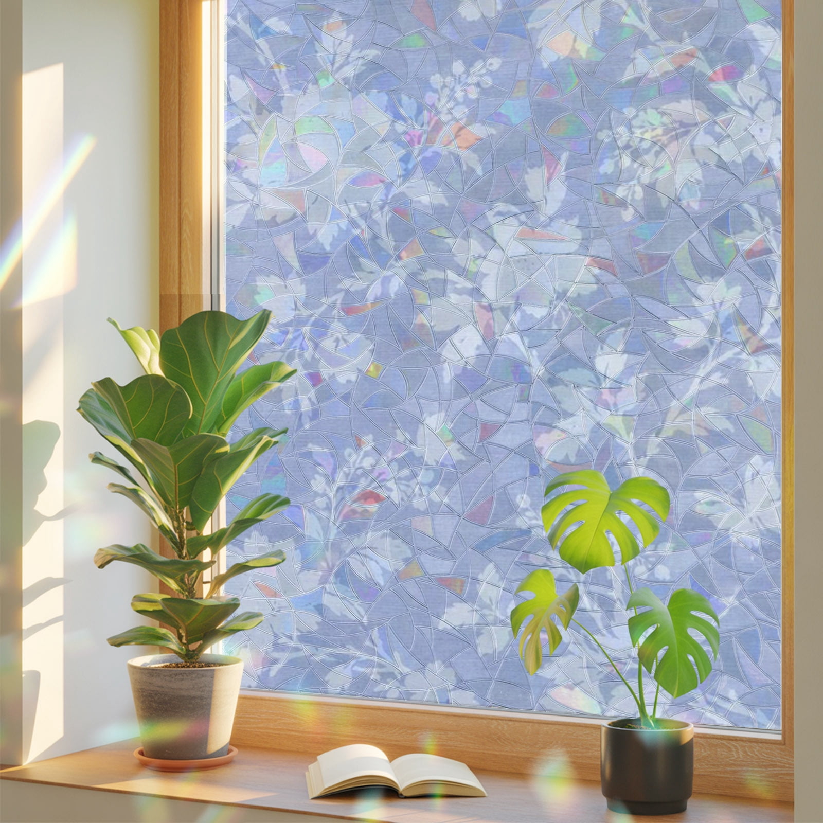 Blue Floral Window Privacy Film, Country Vintage Pastoral Botanical ...