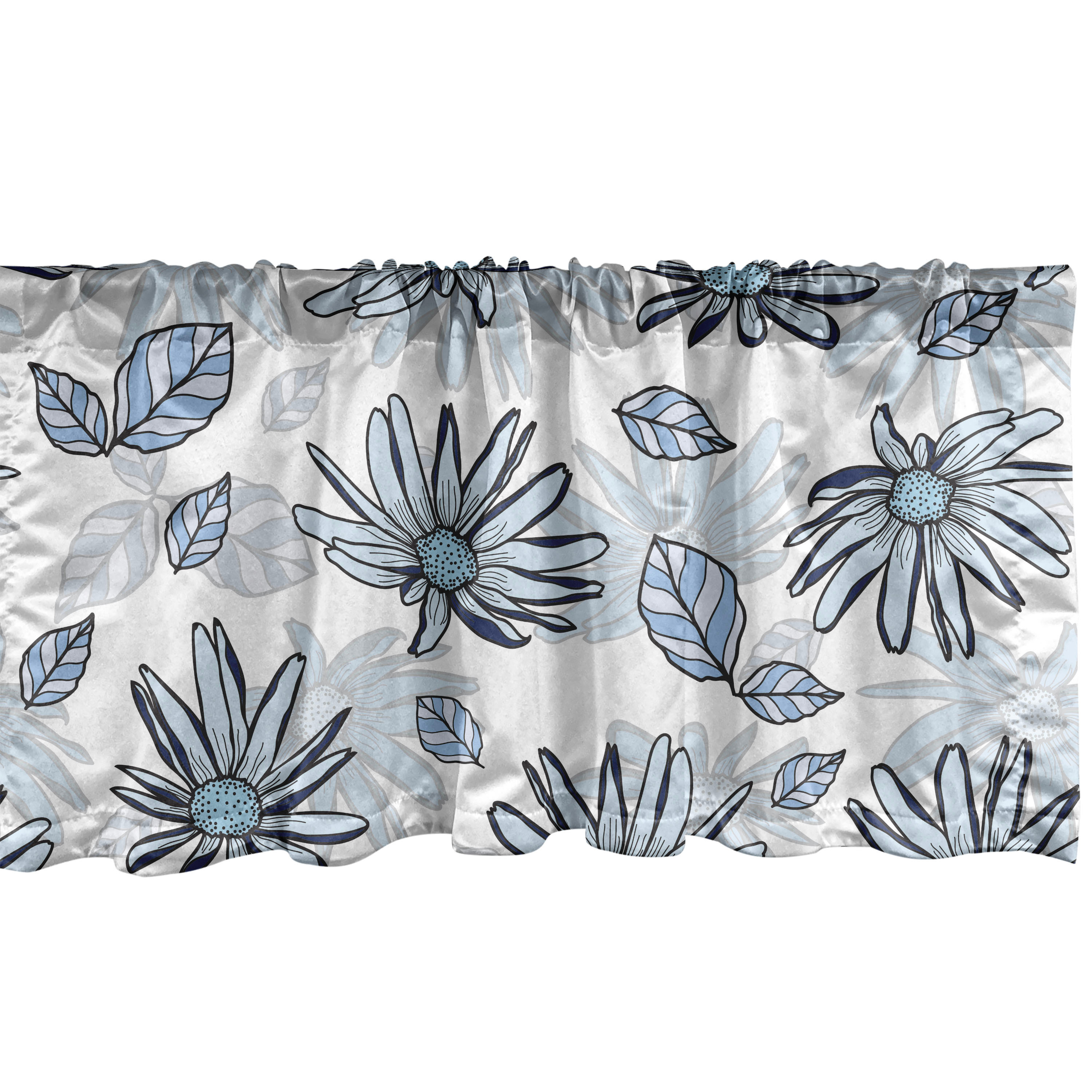 Blue Floral Window Valance, Romantic Pastel Summer Themed Pattern of ...