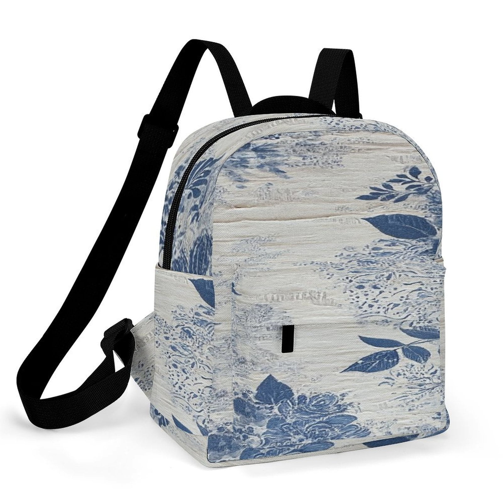 Blue Floral Wooden Design Small Backpack Cute Mini Backpacks For Woman ...
