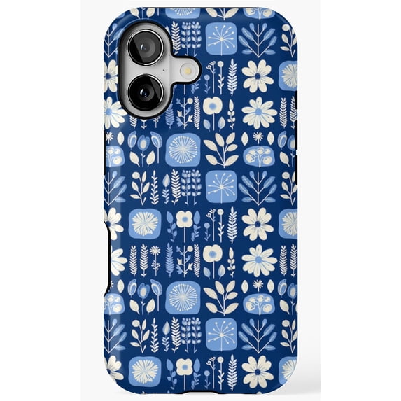 Blue Florals 18 Botanical Art Phone Case for iPhone 11 12 13 14 15 16 ...