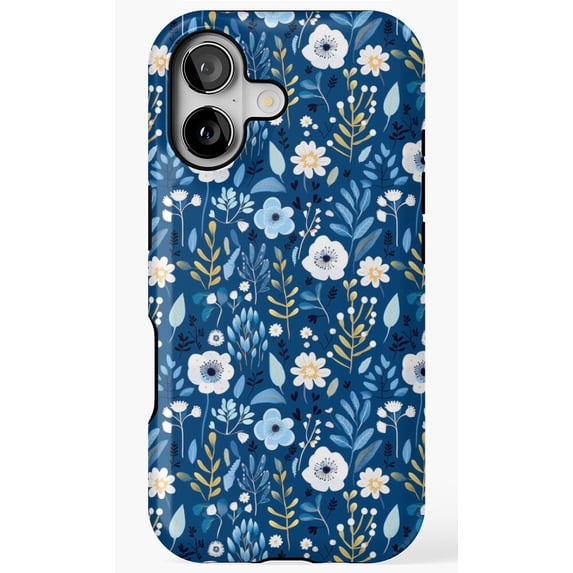 Blue Florals 2 Botanical Pattern Phone Case for iPhone 11 12 13 14 15 ...