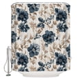 Blue Florals Bathroom Shower Curtains with 12 Hooks Waterproof Shower ...
