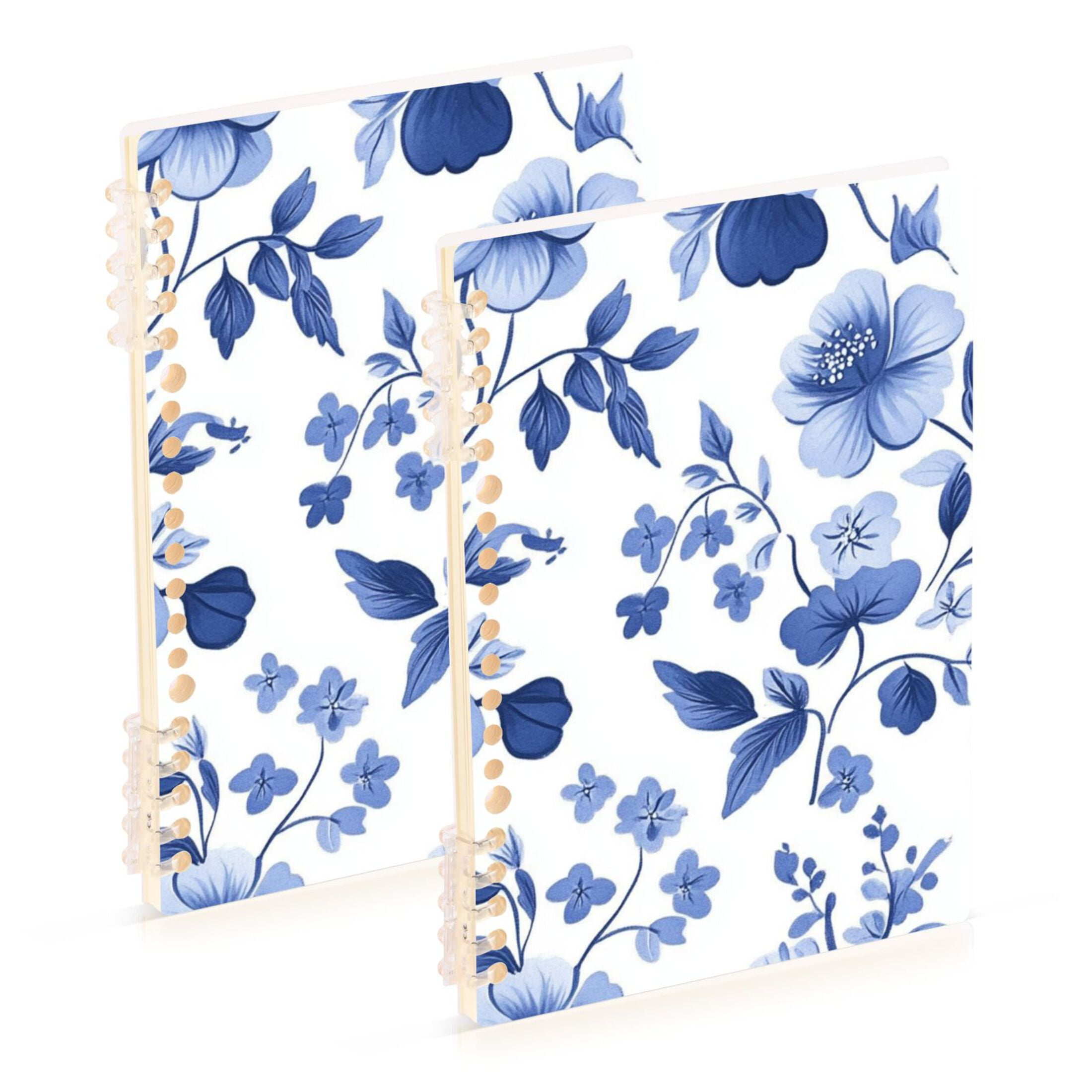 Blue Florals Leaves Pastel Style Notebook Detachable Coil Notebook ...