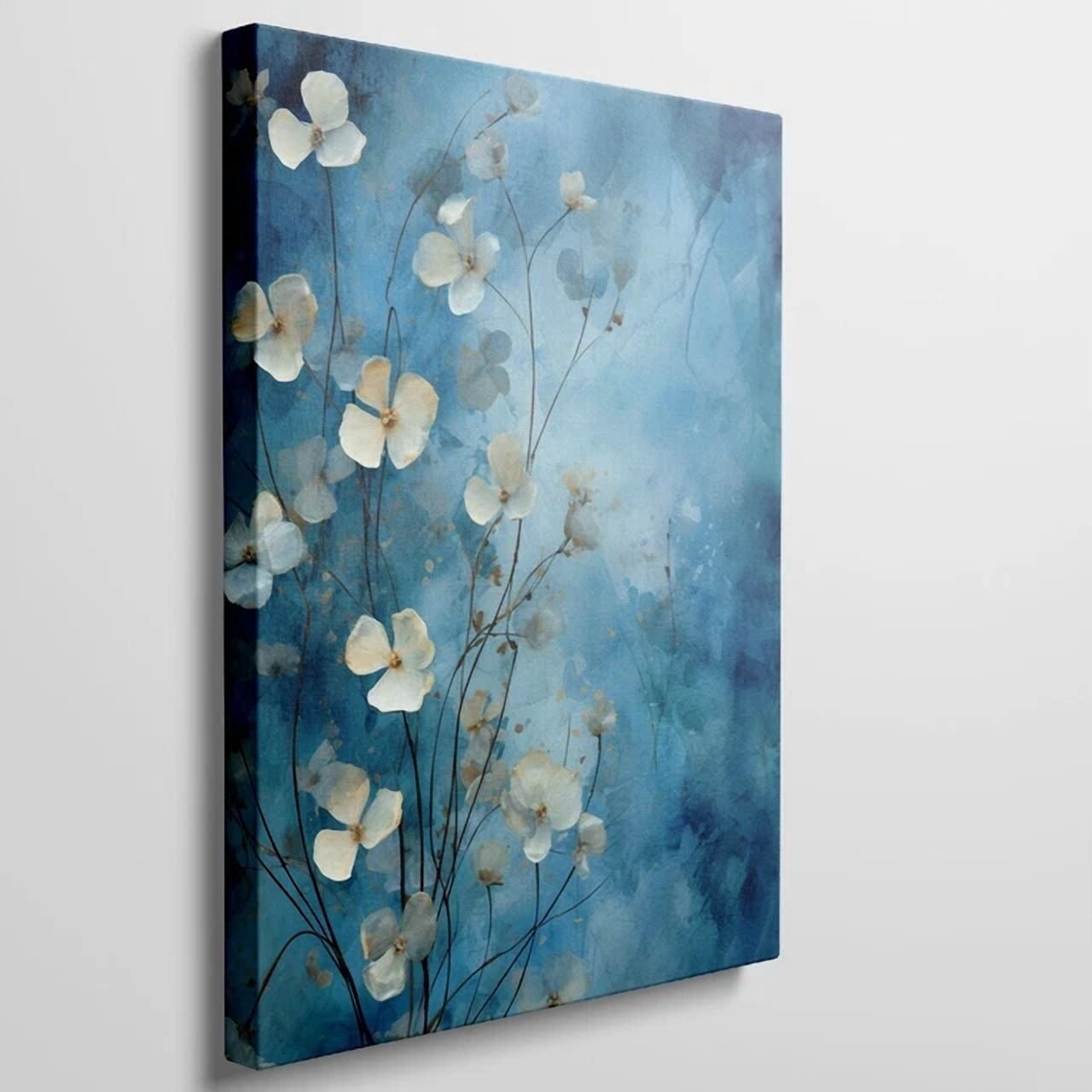 Blue Florals Wall Art Home Decor Vintage Gift Living Room Dercor ...
