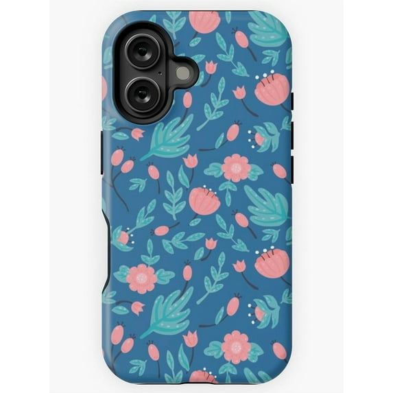 Blue Florals Watercolor Art Phone Case for iPhone 11 12 13 14 15 16 17 ...