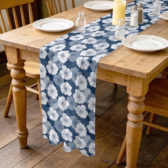 Blue Flower 10ft Cheesecloth Table Runner for Wedding 27