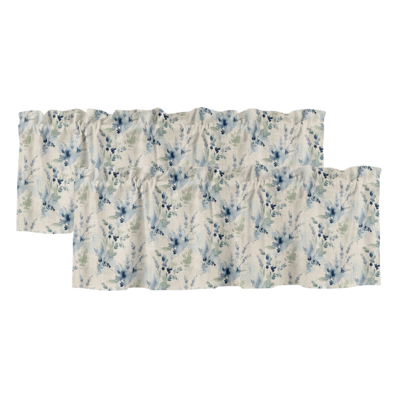 Blue Flower 2 Panels Kitchen Valance, Summer Country Blue Lavender ...