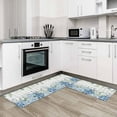 Blue Flower 2 Pieces Non-Slip Kitchen Mat Set Grey Plaid Hydrangeas ...