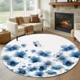 Blue Flower 5' Round Rug for Dining Table for 4 People Under Table ...