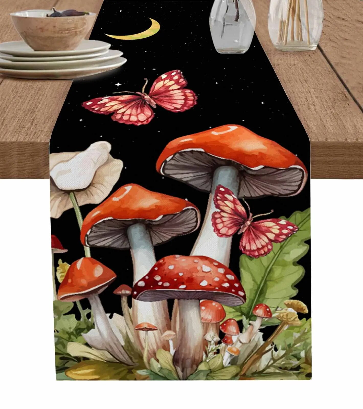 Blue Flower Abstract Art Table Runner Home Wedding Table Flag Mat Table ...