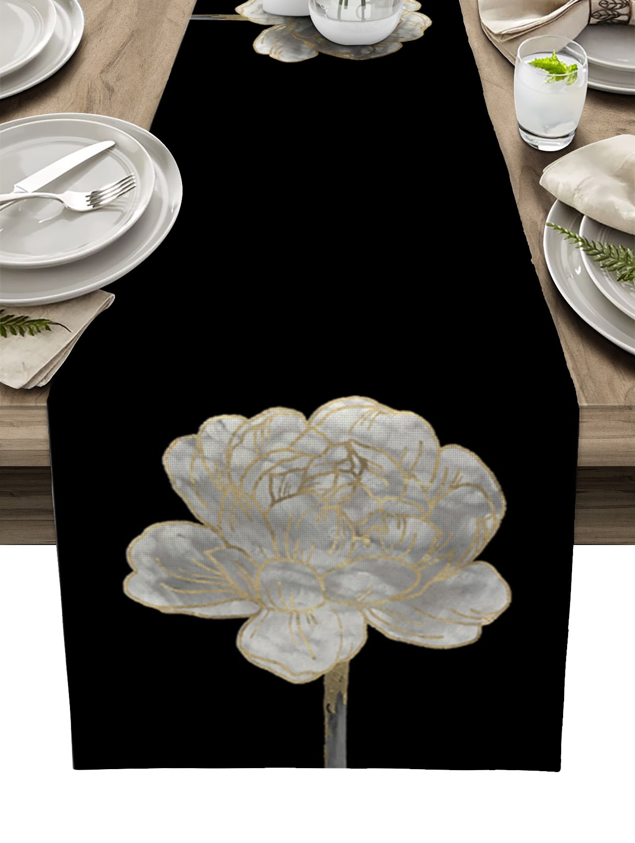 Blue Flower Abstract Art Table Runner Home Wedding Table Flag Mat Table ...