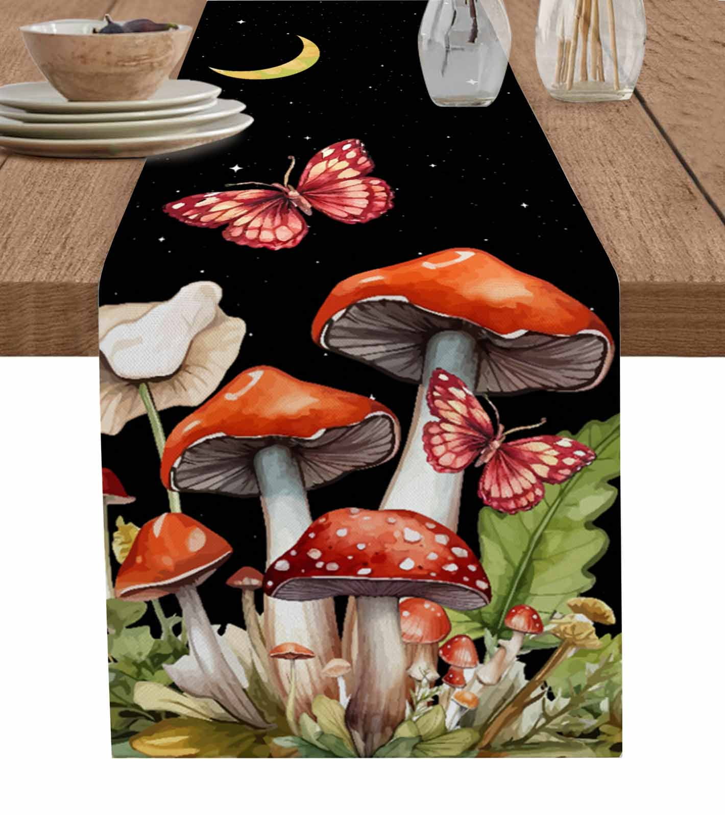 Blue Flower Abstract Art Table Runner Home Wedding Table Flag Mat Table ...