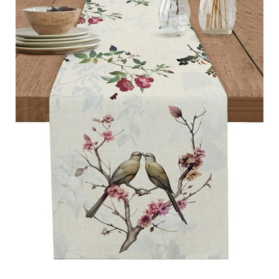 Blue Flower Abstract Art Table Runner Home Wedding Table Flag Mat Table ...