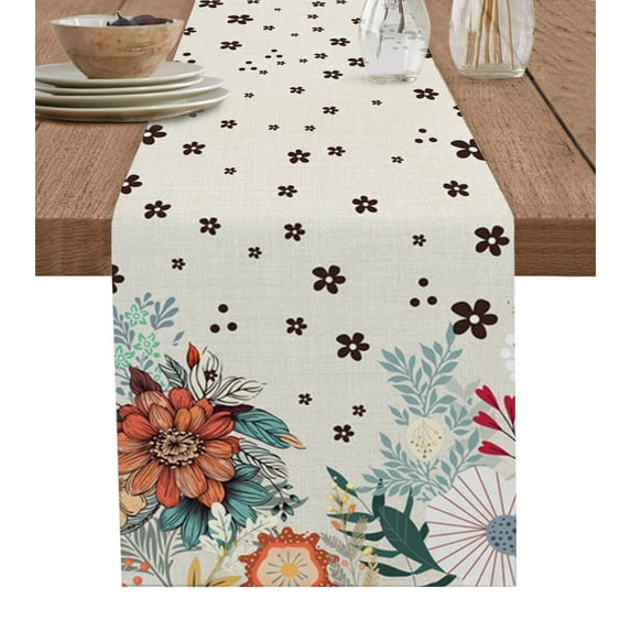 Blue Flower Abstract Art Table Runner Home Wedding Table Flag Mat Table ...