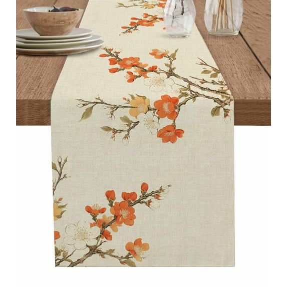 Blue Flower Abstract Art Table Runner Home Wedding Table Flag Mat Table ...