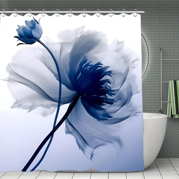 Blue Flower Abstract Modern Floral Print Shower Curtain,Modern Fabric ...