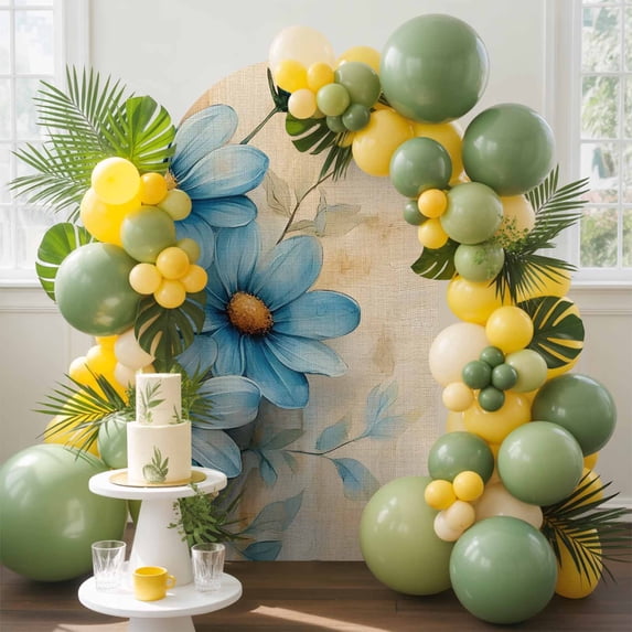 Blue Flower Arch Backdrop Cover, 4FT, Spring Vintage Floral Plant Retro ...