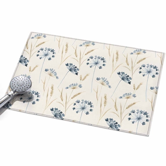 Blue Flower Area Rugs 2x3ft Gold Wheat Country Abstract Plant Spring ...