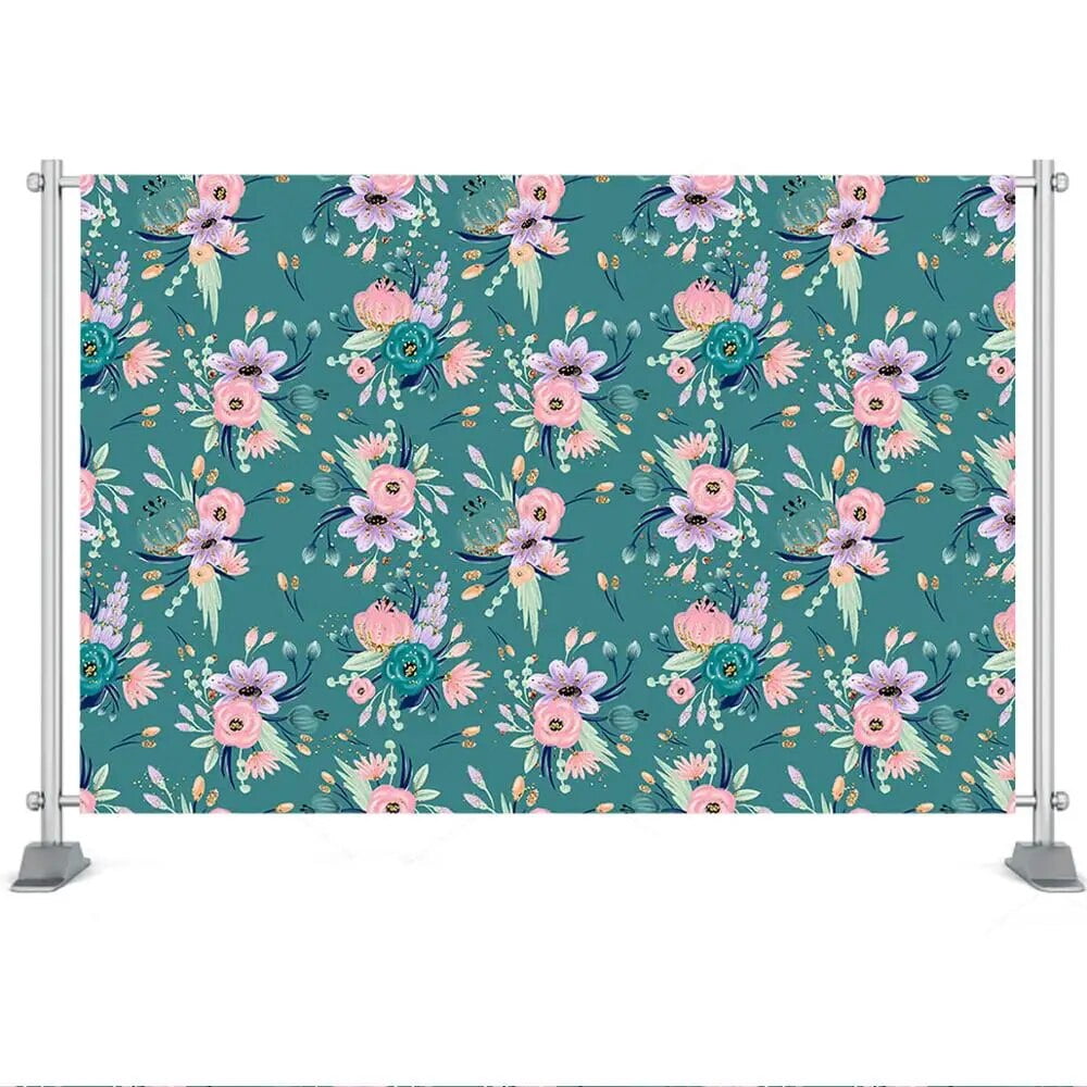 Blue Flower-Baby Kids Portrait Backdrops Glitter Golden Blue Floral ...