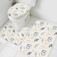 Blue Flower Bathroom Rugs Set Gold Wheat Country Abstract Plant Spring ...