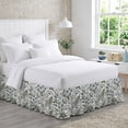 Blue Flower Bed Skirt Queen Size 18 Inch Drop, Green Leaf Spring ...
