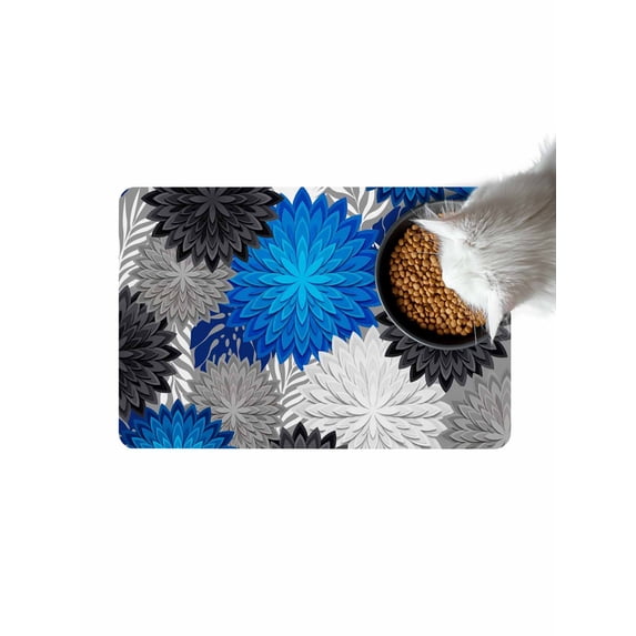Blue Flower Bloom Doormat Modern Abstract Minimalist Black and White ...