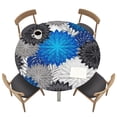 Blue Flower Bloom Round Fitted Table Cover Modern Abstract Minimalist ...