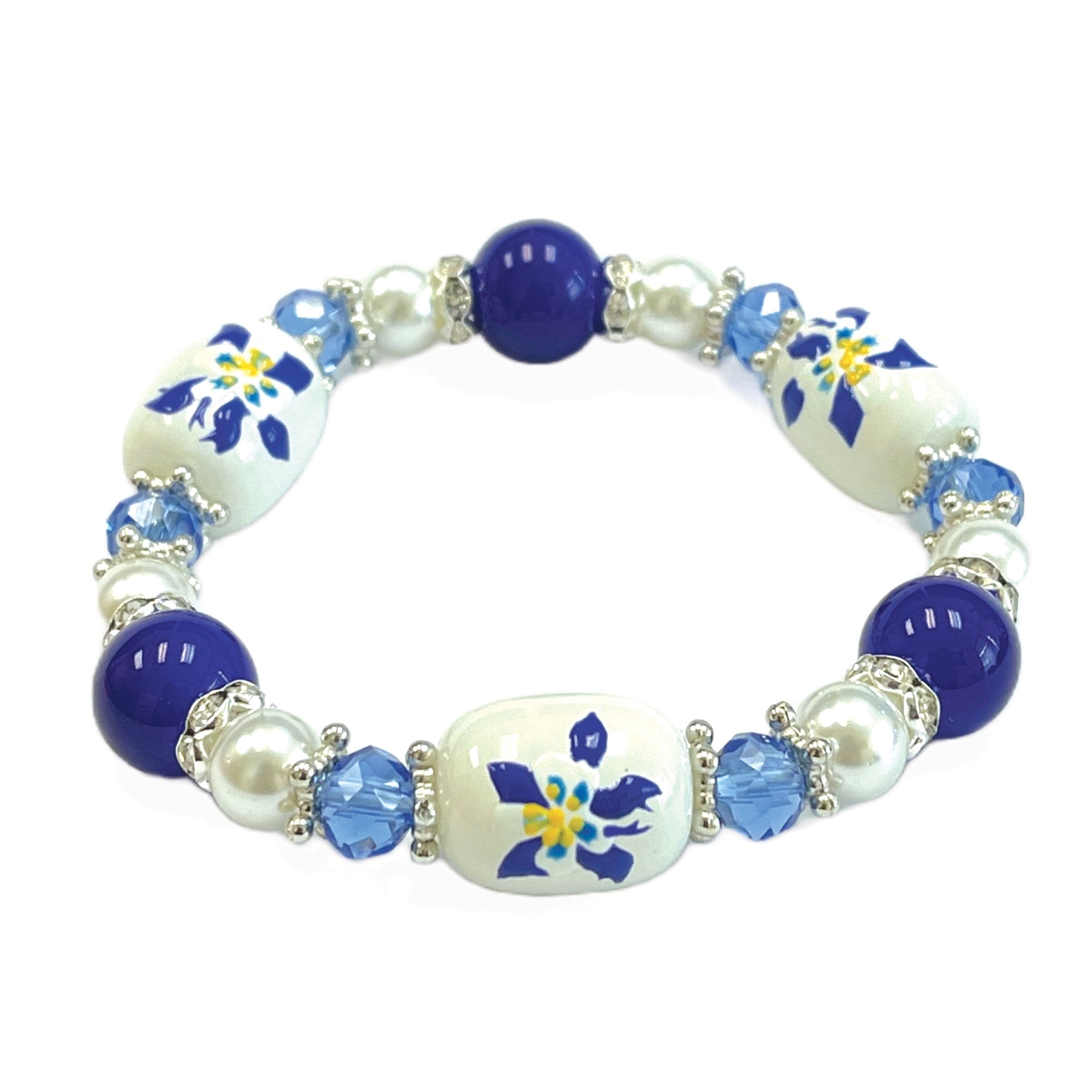 Blue Flower Bracelet, Colorado Columbine Glass Beaded Jewelry, Birthday ...