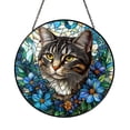 Blue Flower Cat Glass Style Window Hanging - Walmart.com