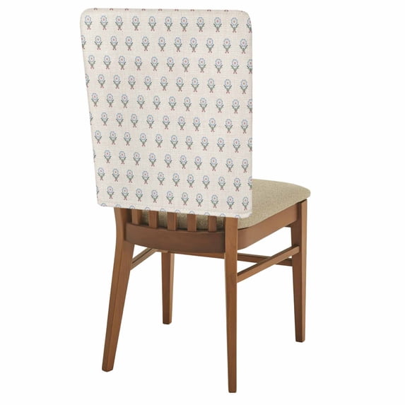 Blue Flower Chair Back Covers Set of 4, Abstract Vintage Linen Farm ...