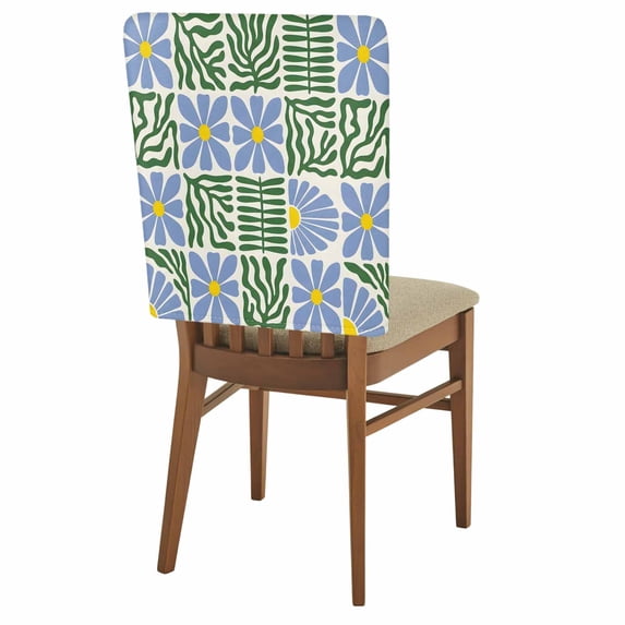 Blue Flower Chair Back Covers Set of 6 Green Curve Abstract Floral ...