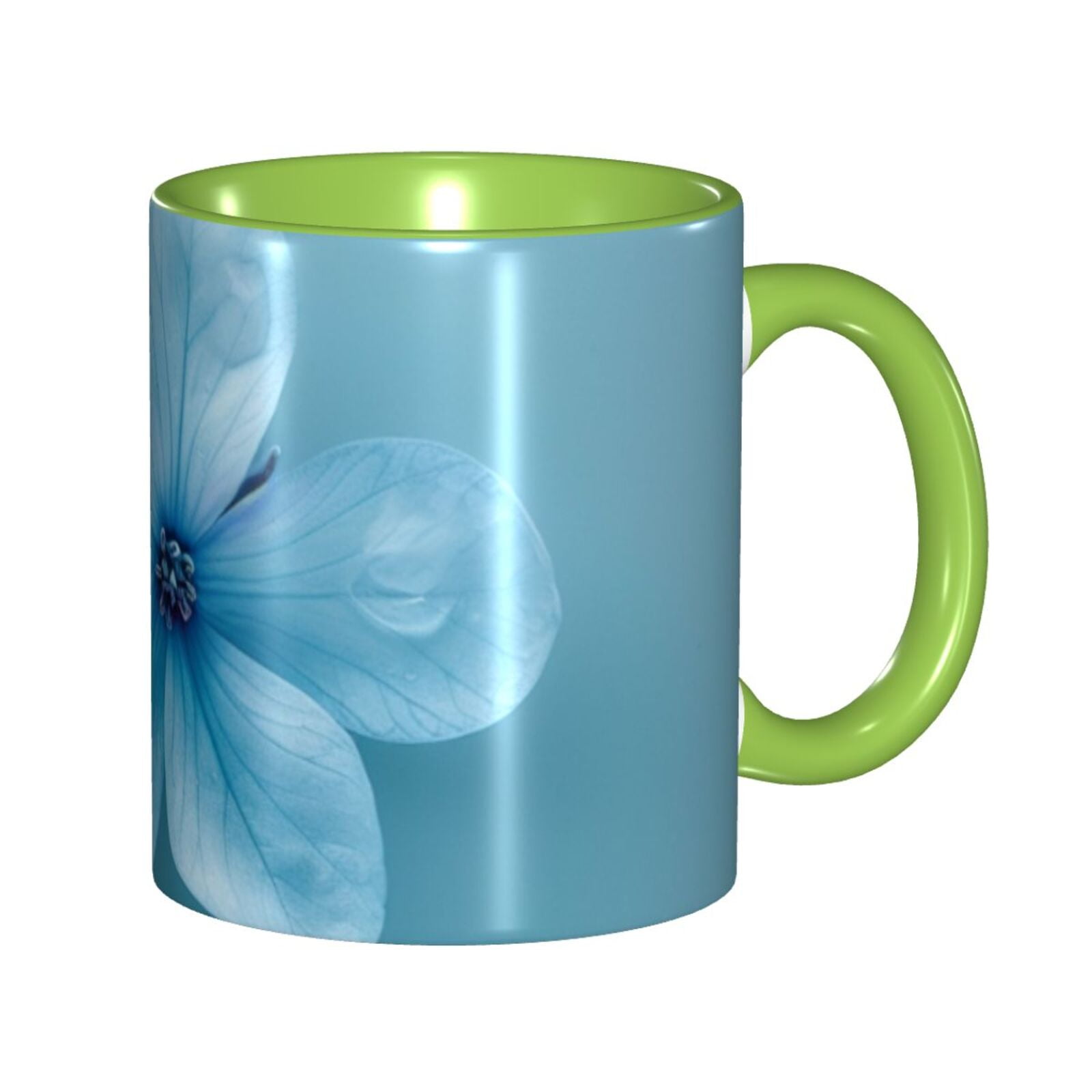 Blue Flower Coffee Mug Fun Custom Ceramic Mugs 11oz Green - Walmart.com