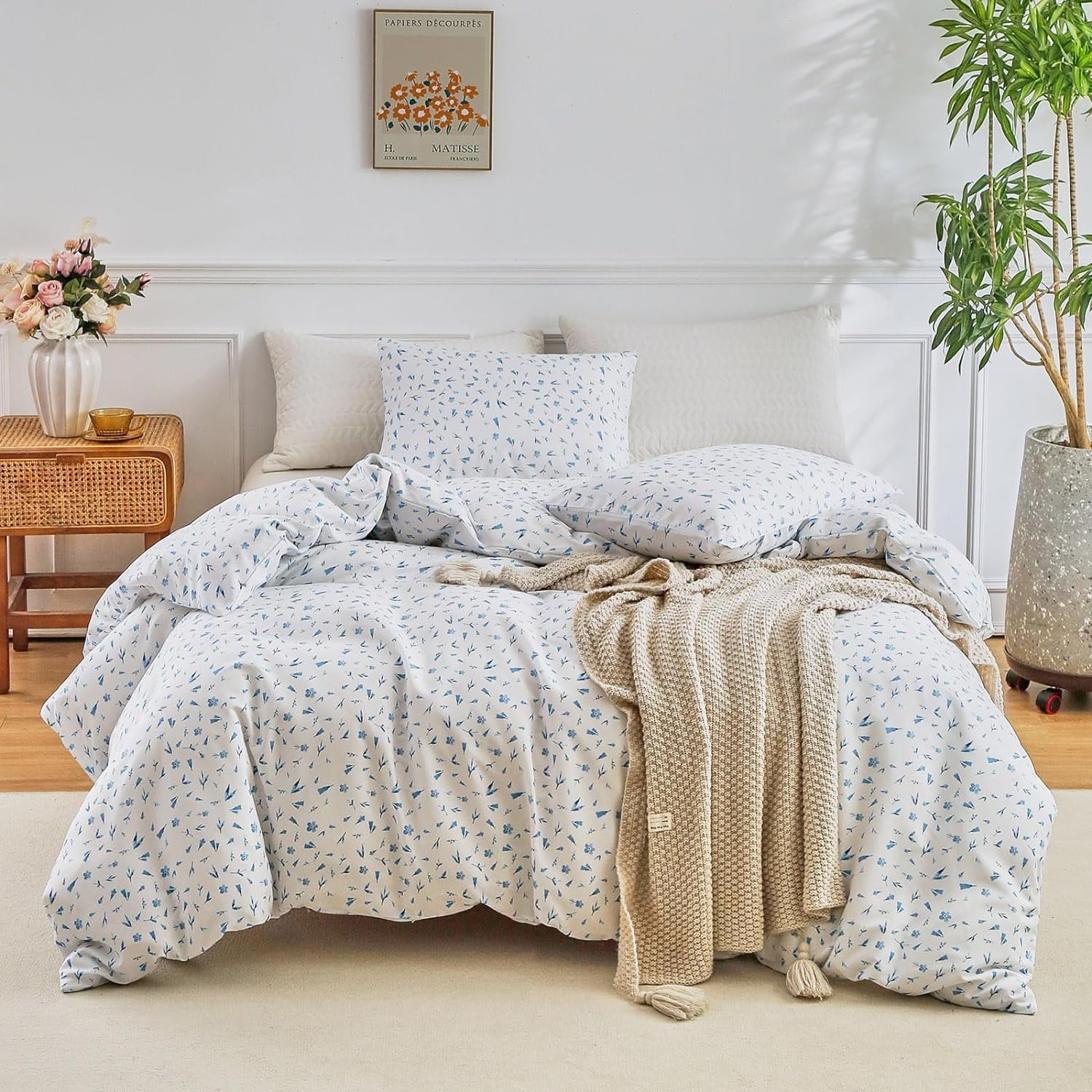 Blue Flower Comforter Set Full Size,Coquette Cottagecore Aesthetic ...