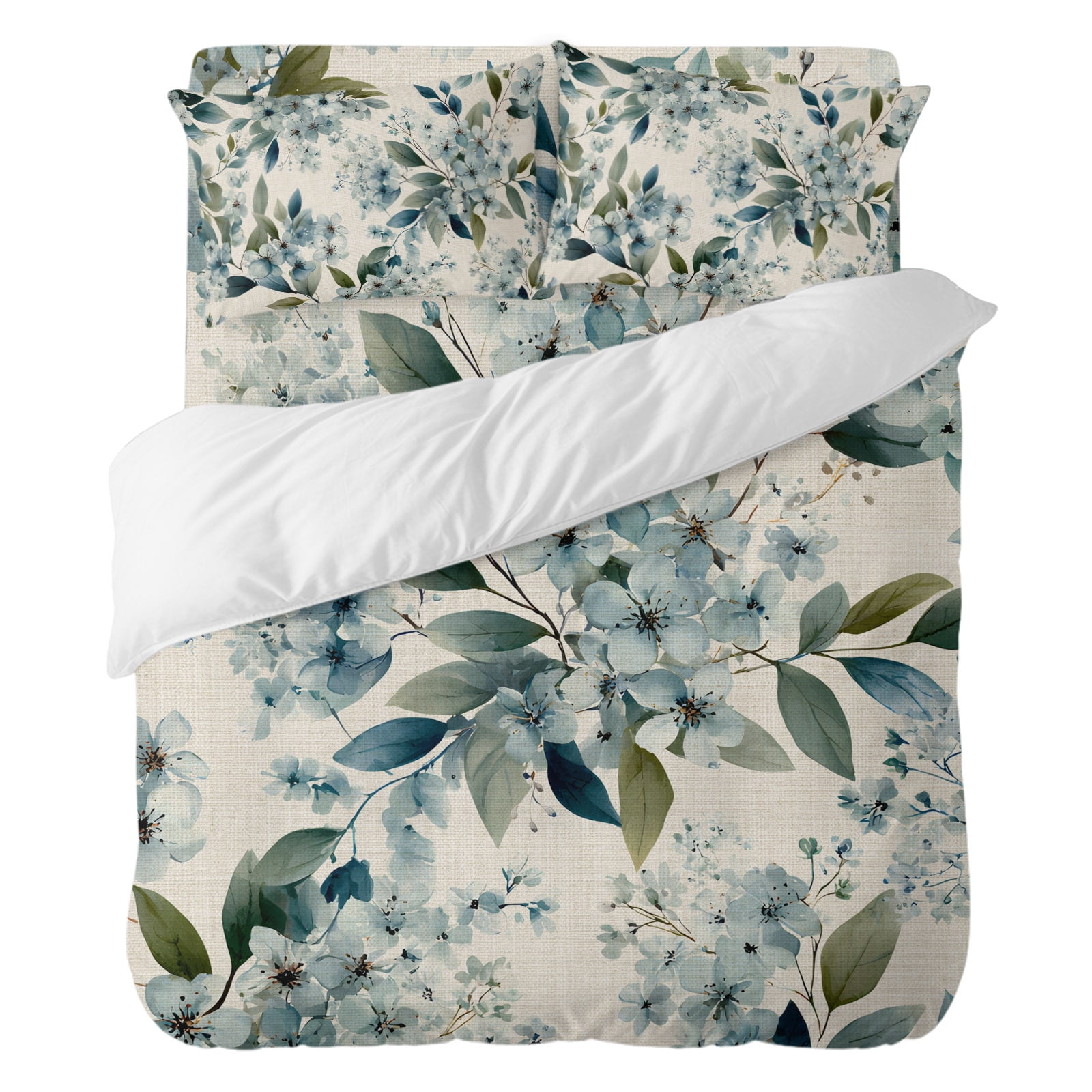 Blue Flower Comforter Set Twin Size, Watercolor Spring Blue Floral ...