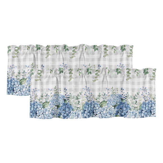 Blue Flower Curtain Valances for Windows, Kitchen Valance Window ...
