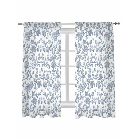Blue Flower Curtains 63 Inch Length,Sheer Curtains for Bedroom Living ...