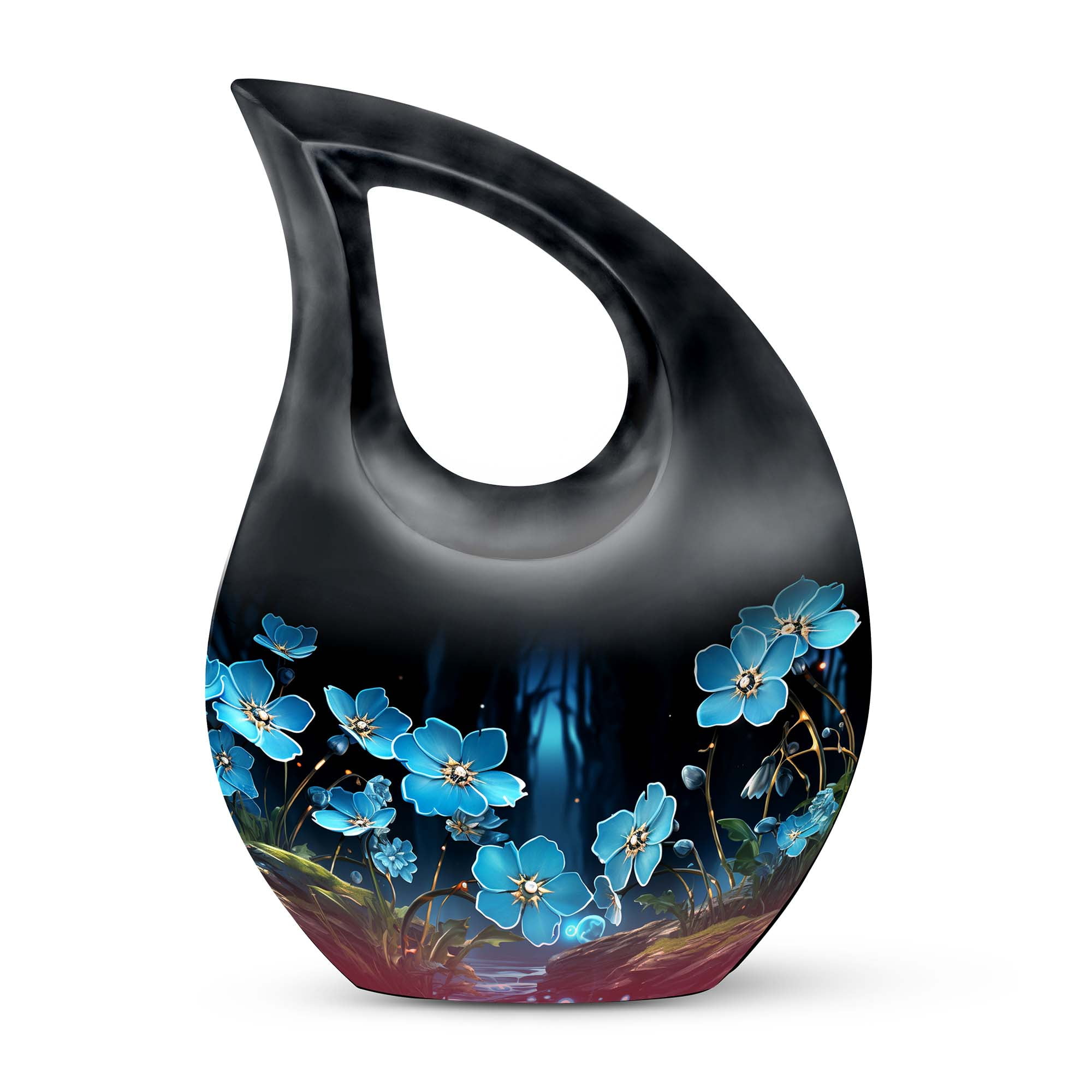 Blue Flower in Dark Forest - Ash Urns for Humans - Keepsake Urn For ...