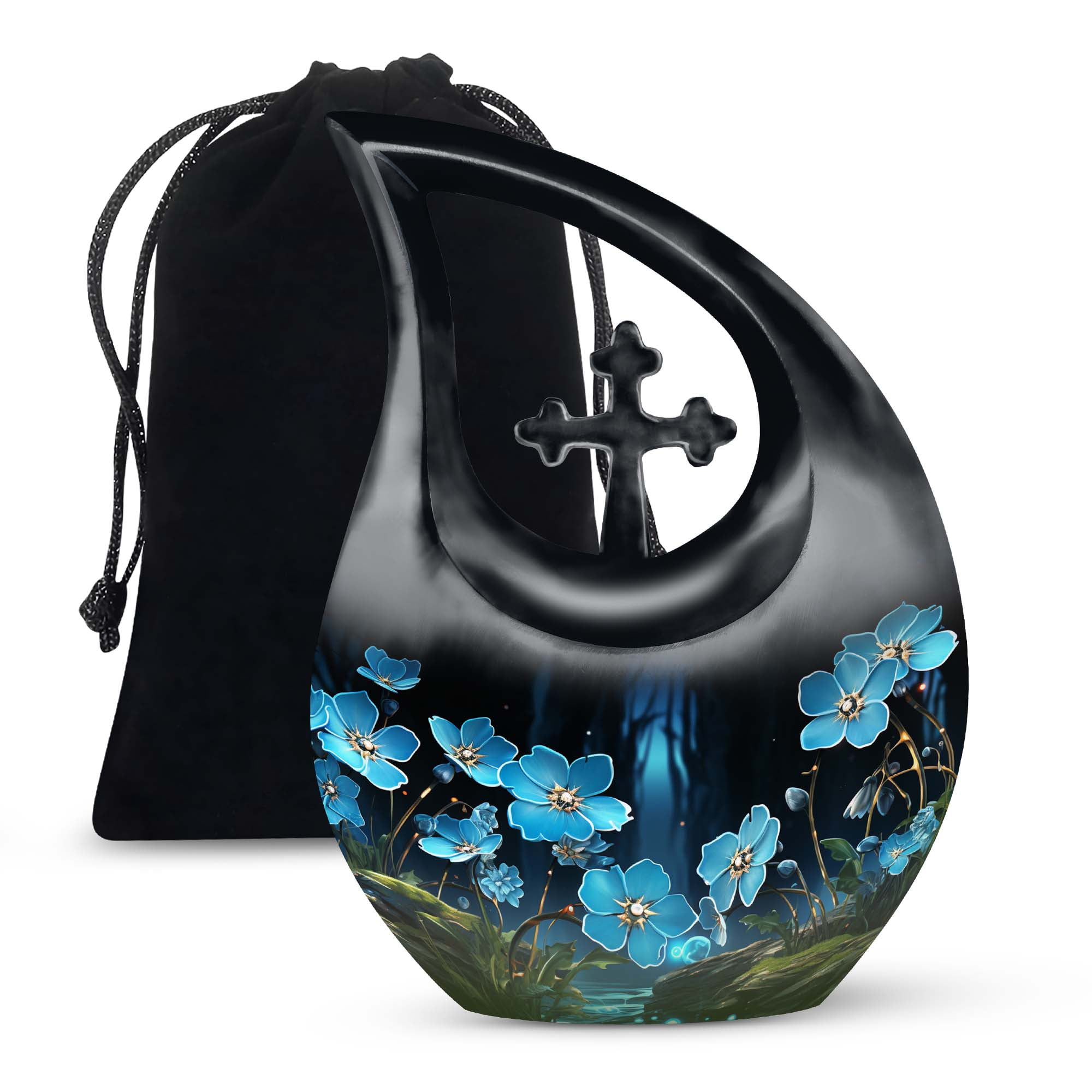 Blue Flower in Dark Forest - Urns for Adult Male Dad - Ash Unique ...