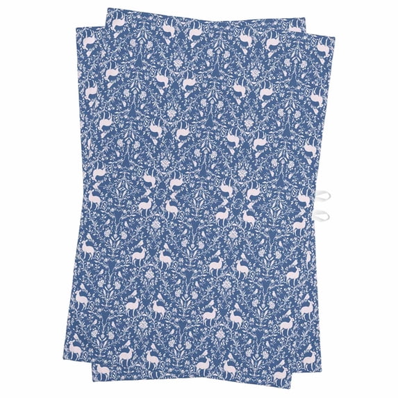 Blue Flower Deer Kitchen Towels Set of 2, Water Absorbent Dish Towel ...