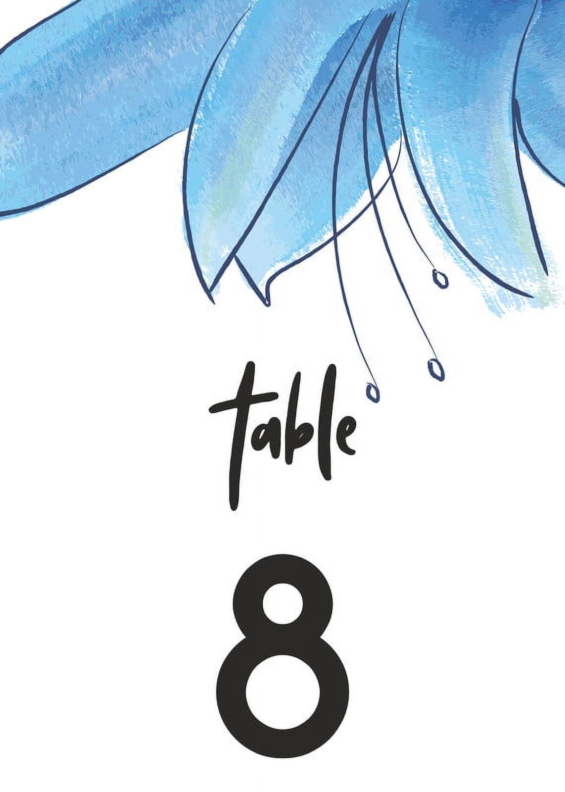 Blue Flower Design Table Number Cards Double Sided Party Table Numbers ...
