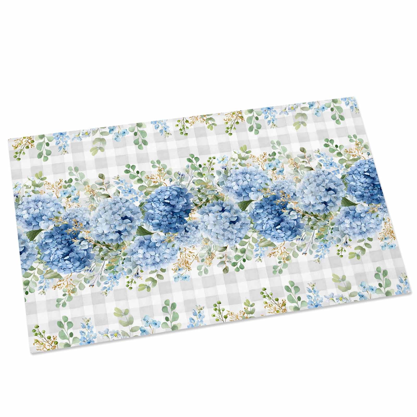 Blue Flower Door Mat 16x24 Inch Summer Country Hydrangea Floral Grey ...