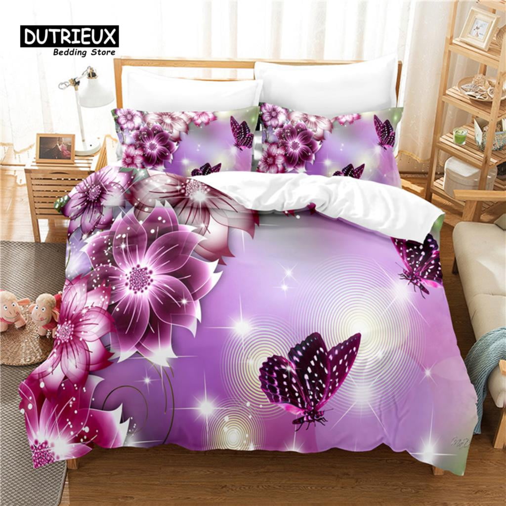 Blue Flower Duvet Cover Set Fashion Bedding Set Soft Comfortable ...