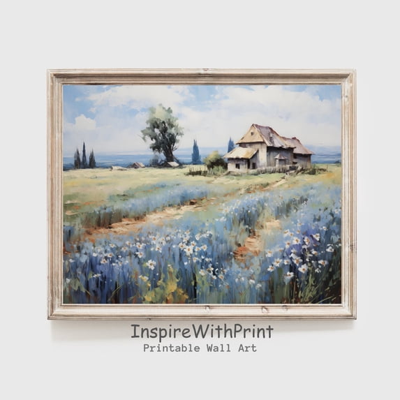 Blue Flower Field , French Country Side Landscape,Spring Meadow ...