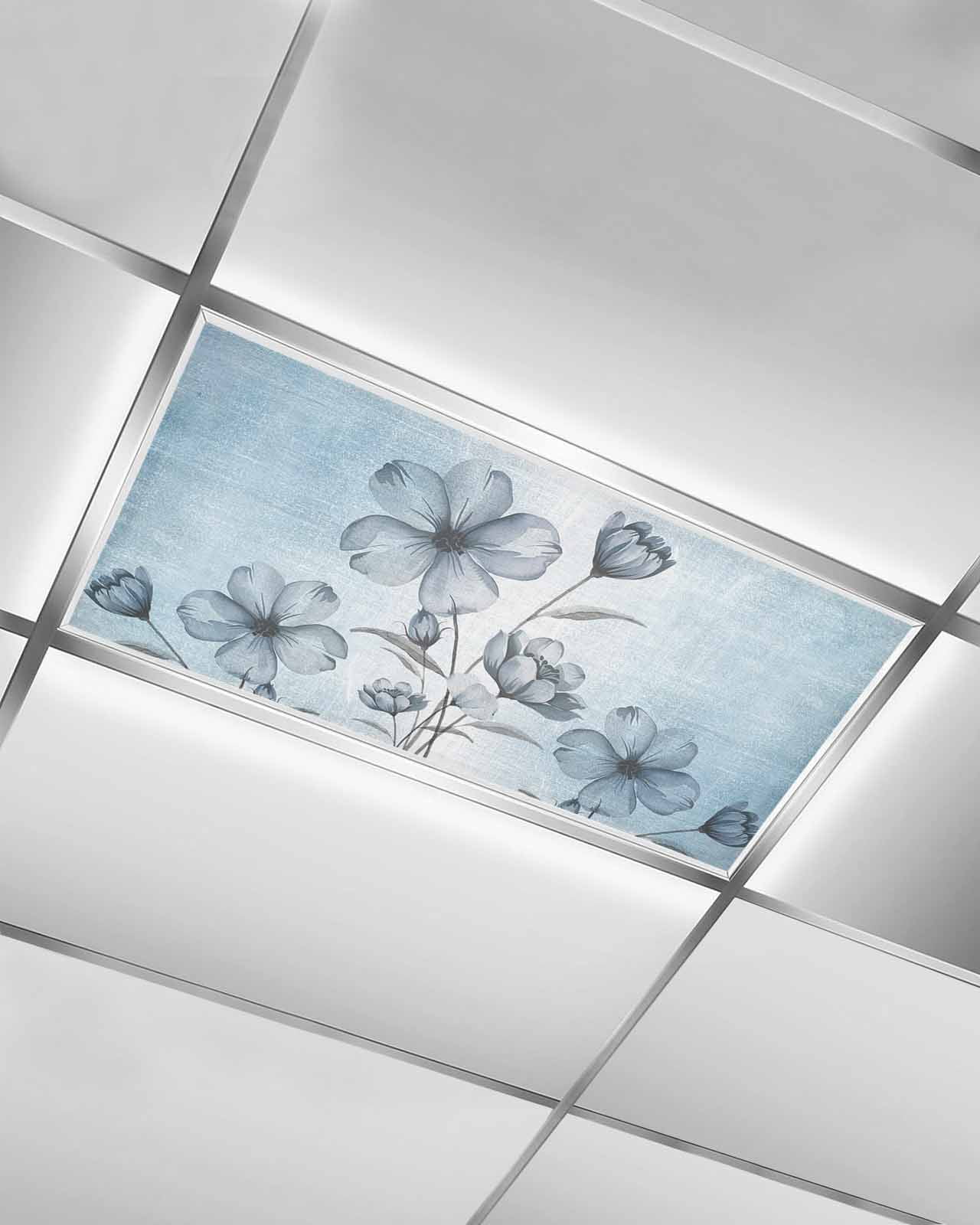 Blue Flower Fluorescent Light Covers for Ceiling Lights 4x2 feet,1 Pack ...