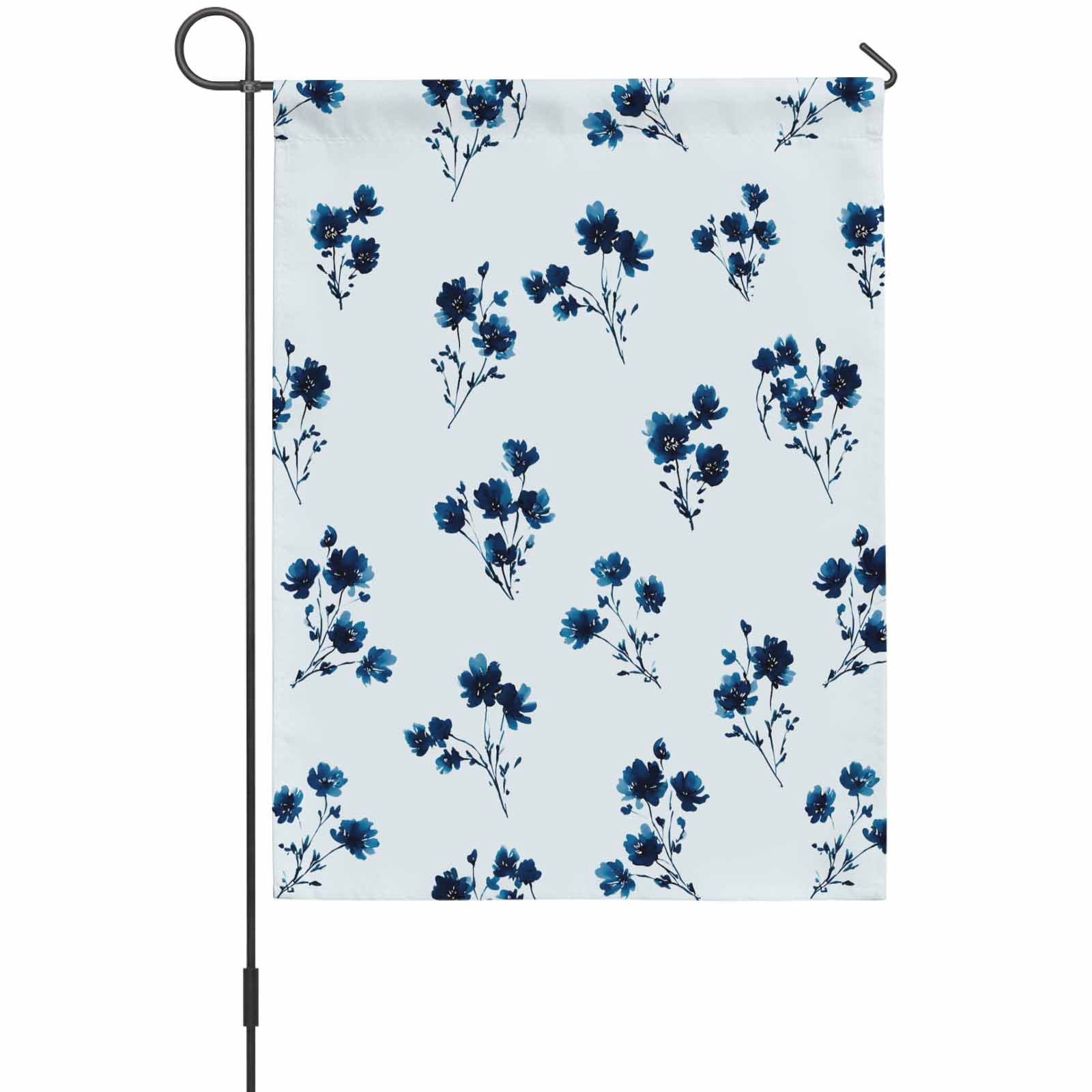 Blue Flower Garden Flag 12 x 18 Inches, Watercolor Floral Country Plant ...